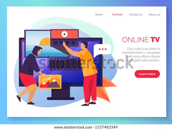 Online Tv Website Template Streaming Video: vector de stock (libre de ...