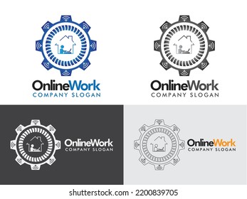 Online Work Logo Design Online Workers Stock Vector (Royalty Free ...