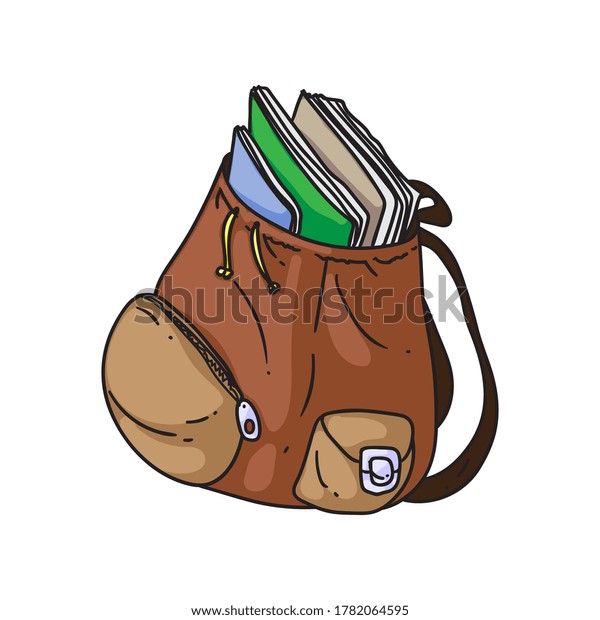 Open Backpack Isolated Cartoon Brown Open Stock Vector (Royalty Free ...