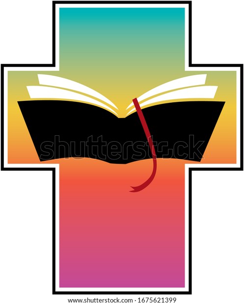 Open Bible Logo On Rainbow Cross Stock Vector (Royalty Free) 1675621399 ...