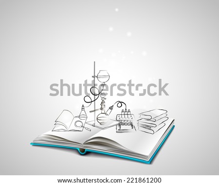 Open Book Blue Cover Science Icons Stock Vector (Royalty Free ...