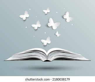 1,117 Open book with butterflies Images, Stock Photos & Vectors ...