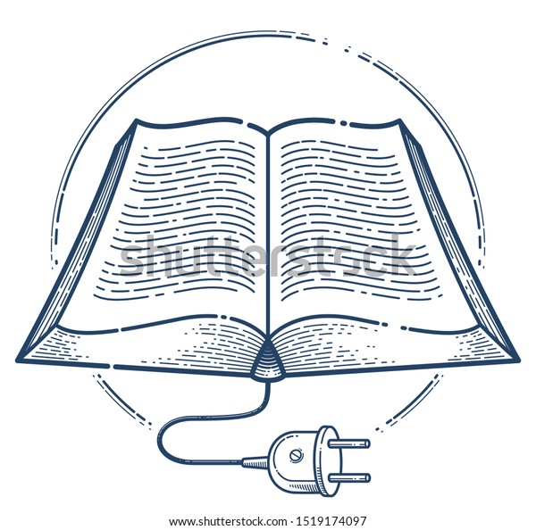 Open Book Cable Plug Vector Linear Stock Vector (Royalty Free ...