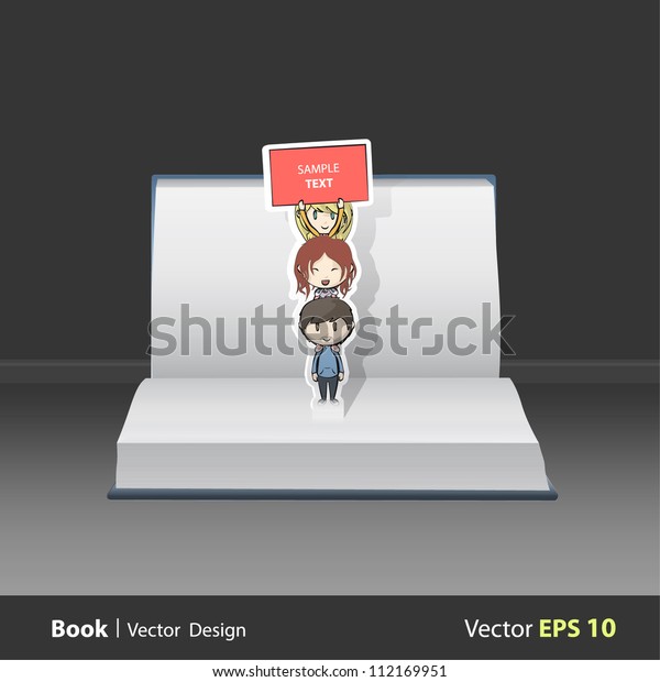 Open Book Children Over Children Holding Stock Vector (Royalty Free ...