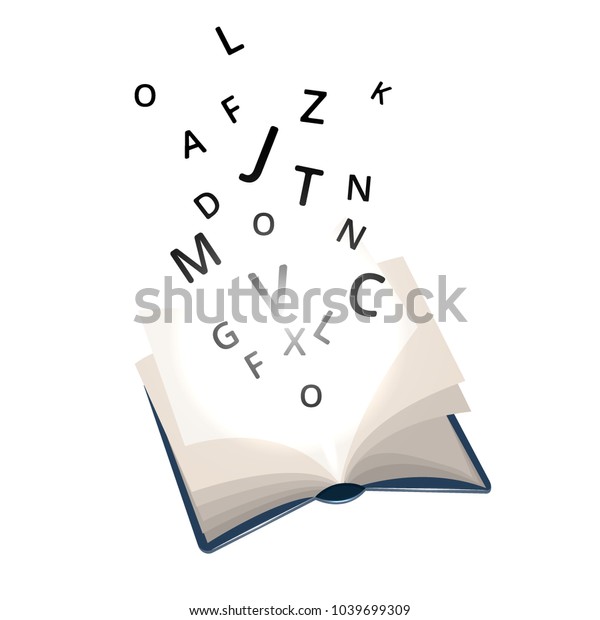 Open Book Flying Letters Isolated Vector Stock Vector (Royalty Free ...