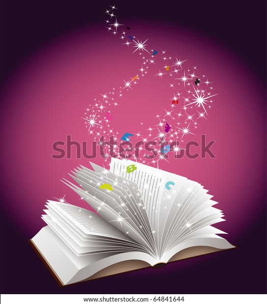 Open Book Magic Fairy Dust Falling Stock Vector (Royalty Free) 64841644