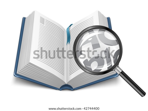 Open Book Magnifying Glass Vector Illustration Stock Vector (Royalty ...