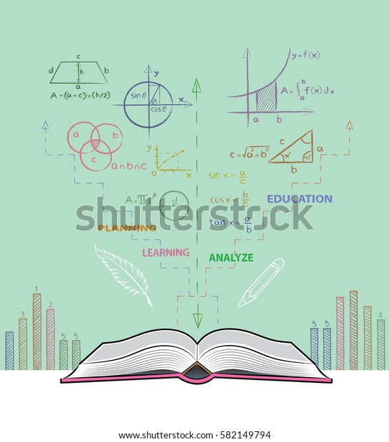 Open Book Mathematical Formulas Drawing Book Stock Vector (Royalty Free ...