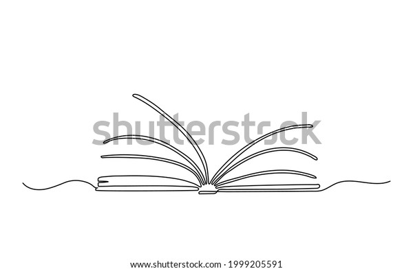 Open Book Pages Continuous One Line Stock Vector (Royalty Free ...