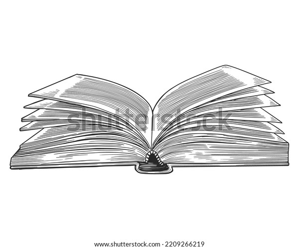 Open Book Pages Hand Drawn Vintage Stock Vector (Royalty Free ...