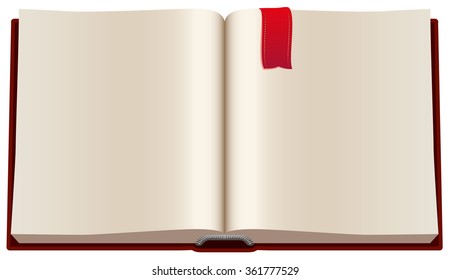 Open Book Red Bookmark Isolated On Stock Vector (Royalty Free ...