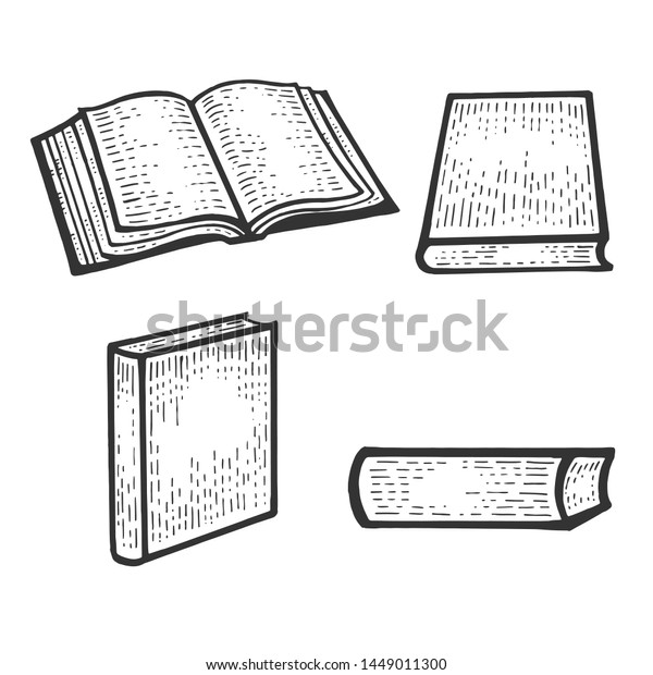 Open Book Set Sketch Engraving Vector Stock Vector (Royalty Free ...