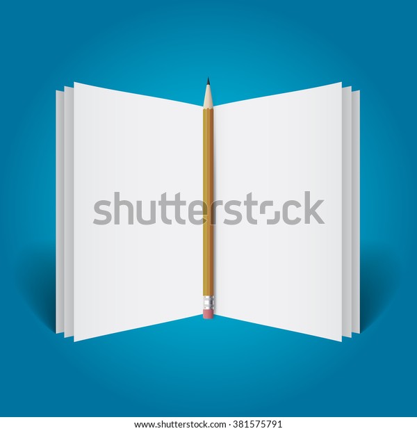 Open Book Template Pencil Stock Vector (Royalty Free) 381575791 ...