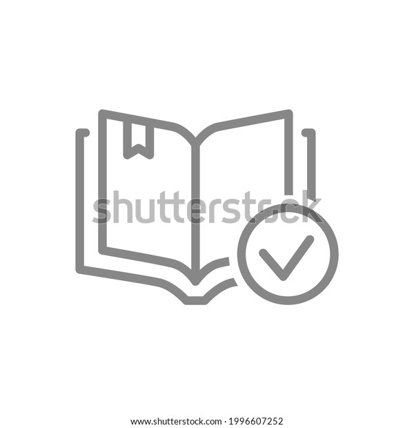 Open Book Tick Checkmark Line Icon Stock Vector (Royalty Free ...
