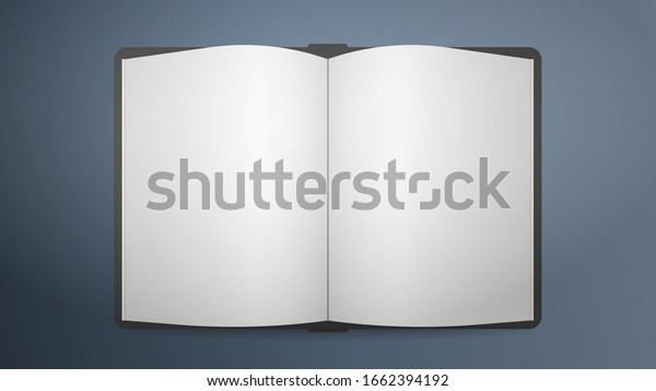 Open book top view. Realistic blank book on a gray background. Vector ...