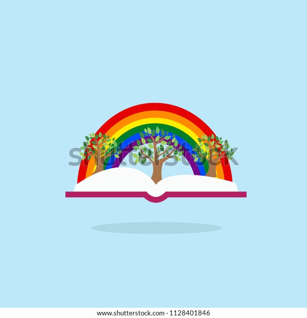 Open Book Tree Rainbow Inspiration Pictogram: เวกเตอร์สต็อก (ปลอดค่า ...