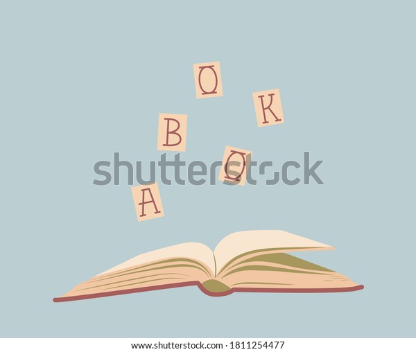 Open Book Vector Flat Illustration Letters Stock Vector (Royalty Free ...