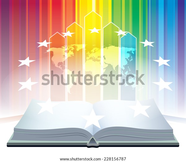 Open Book World Map Stars Over Stock Vector (Royalty Free) 228156787 ...