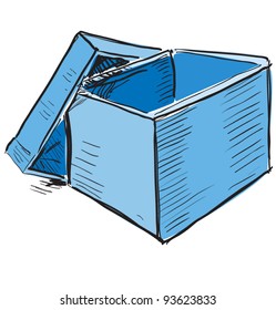Open Box Blue Color Hand Drawing Stock Vector (Royalty Free) 93623833 ...