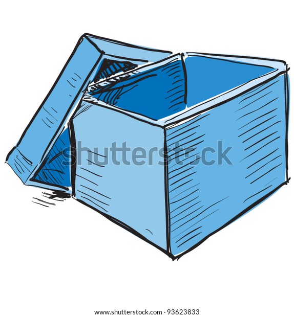 Open Box Blue Color Hand Drawing Stock Vector (Royalty Free) 93623833 ...