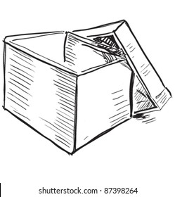 Open Box Hand Drawing Cartoon Sketch Stock Vector (Royalty Free) 87398264