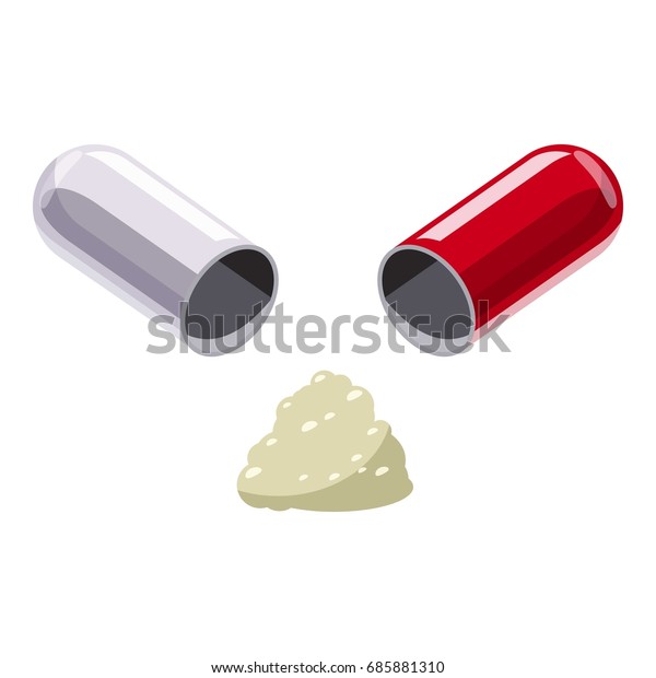 Open Capsule Pill Icon Cartoon Illustration Stock Vector (Royalty Free ...