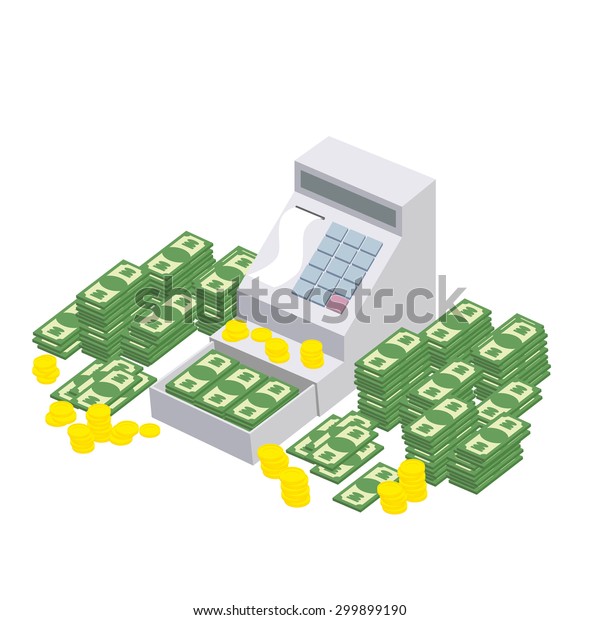 Open Cash Register Machine Money Seller Stock Vector (Royalty Free ...