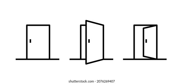 Open Close Door Line Icon Set Stock Vector (Royalty Free) 2076269407 ...