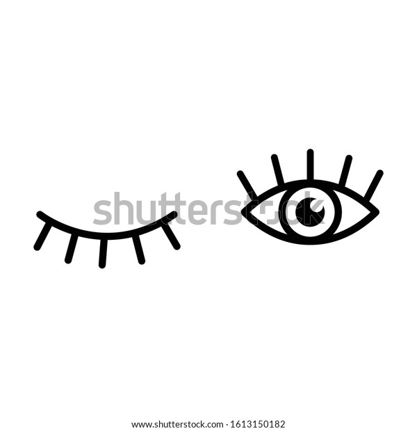 Open Close Eyes Icon Black Vector Stock Vector (Royalty Free ...
