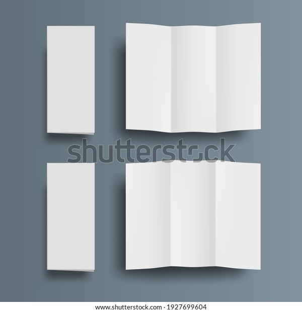 Open Closed Blank Trifold Paper Booklet Stock Vector (Royalty Free ...