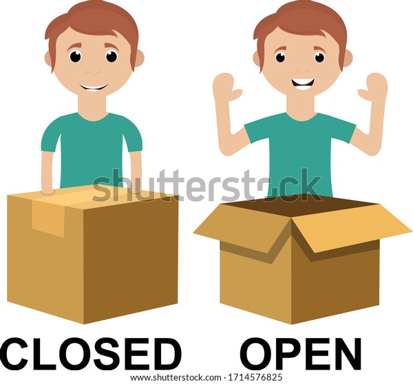Open Closed Comparison Kids Vector Illustration Stock Vector (Royalty ...
