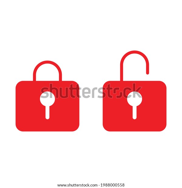 Open Closed Red Lock Icon Vector Stock Vector (Royalty Free) 1988000558 ...