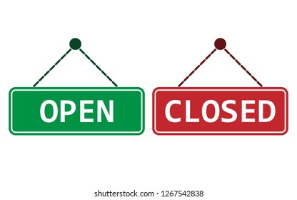 Vektor Stok Open Close Store Sign Template Vector (Tanpa Royalti ...