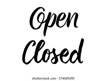 Open Closed Words Brush Lettering Vector Stock Vector (Royalty Free ...