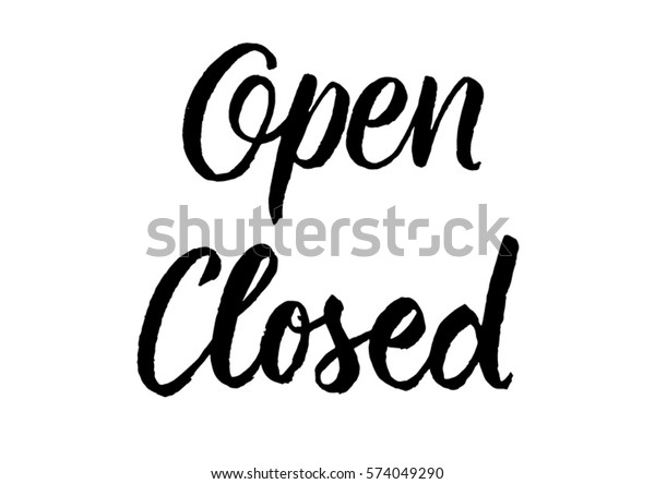Open Closed Words Brush Lettering Vector Stock Vector (Royalty Free ...