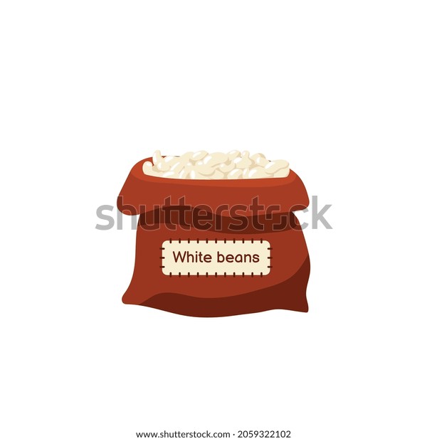 Open Cloth Bag White Kidney Beans Stock Vector (Royalty Free ...