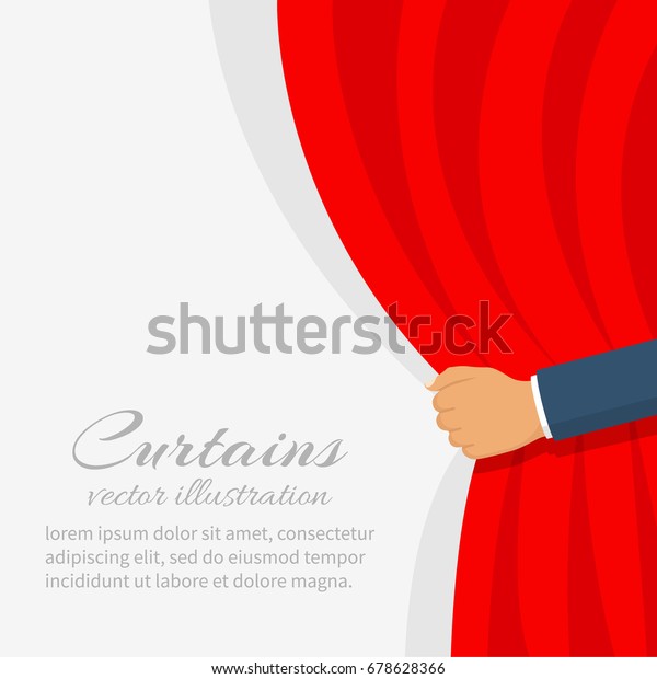 Open Curtain Man Hand Open Stage Stock Vector (Royalty Free) 678628366 ...