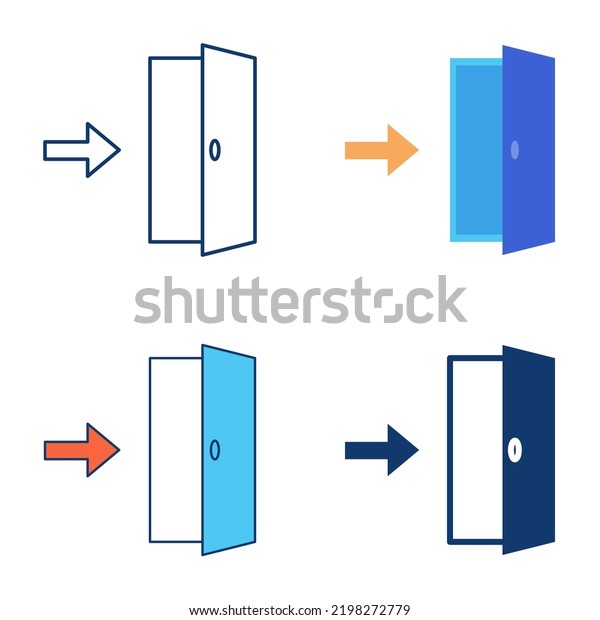 Open Door Arrow Icon Set Flat Stock Vector (Royalty Free) 2198272779 ...