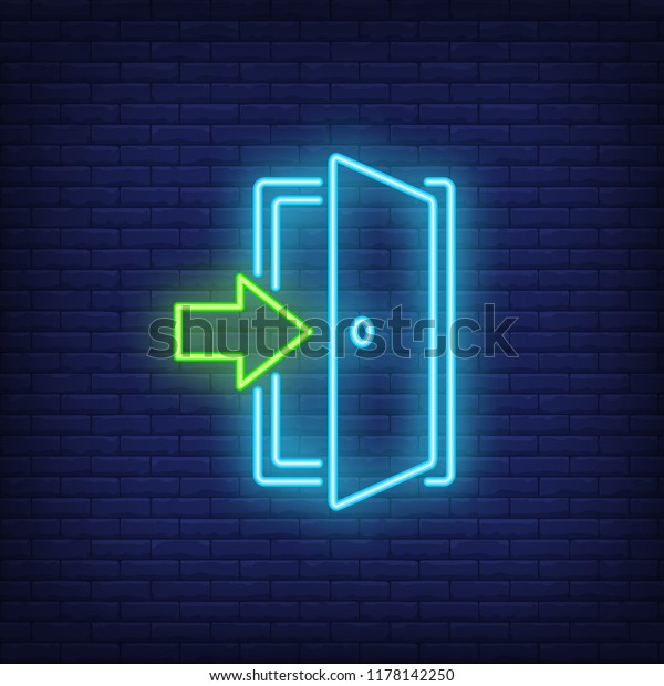 Open Door Arrow Neon Sign Information Stock Vector (Royalty Free ...