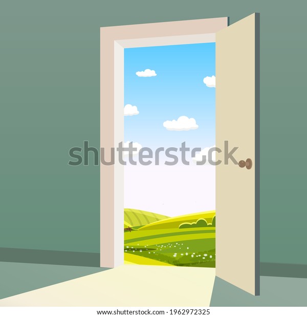 Open Door Nature Way Landscape Valley Stock Vector (Royalty Free ...