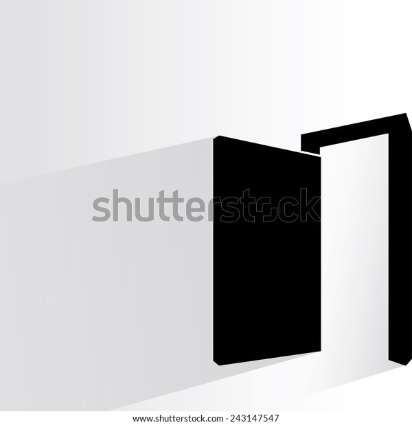 Open Door On White Background Flat Stock Vector (Royalty Free ...
