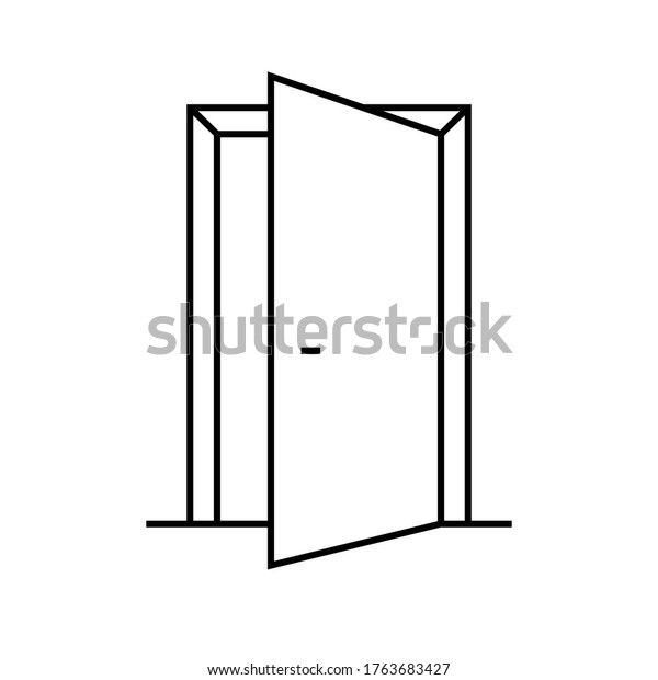 Open Door Outline Icon Door Linear Stock Vector (Royalty Free ...