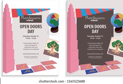 Open Doors Day Vector Flyer Montessori Stock Vector (Royalty Free ...