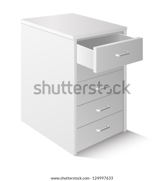 Open Drawer Cabinet Isolated On White Stock Vector (Royalty Free ...