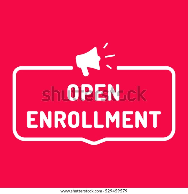 Open Enrollment Badge Graduation Hat Icon Stock Vector (Royalty Free ...