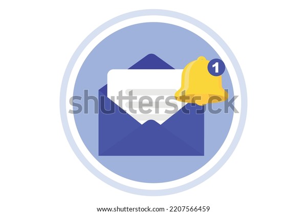 Open Envelope Letter Golden Alert Bell Stock Vector (Royalty Free ...