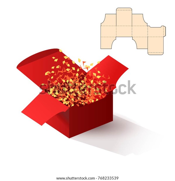 Open Festive Red Box Cover Template Stock Vector (Royalty Free ...