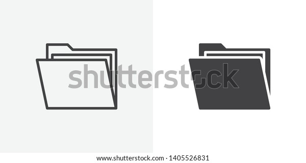 Open File Folders Icon Line Glyph Stock Vector (Royalty Free) 1405526831