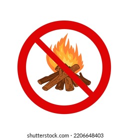 Open Fire Prohibited Sign Fire Flame Stock Vector (Royalty Free ...