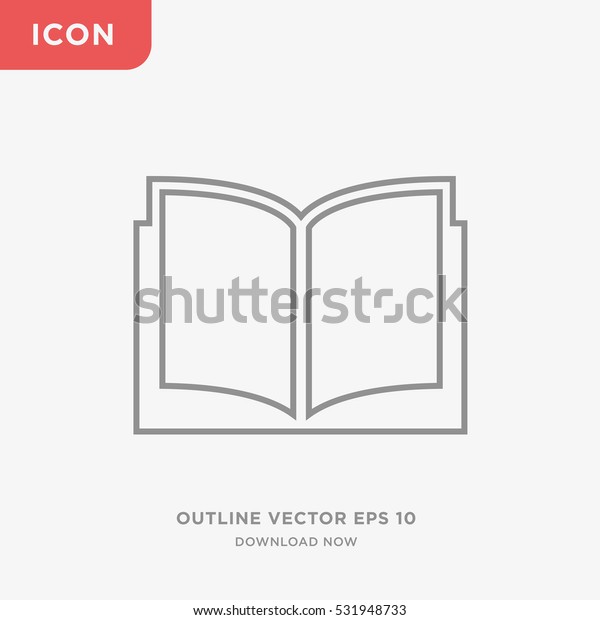 Open Flat Book Icon Illustration Isolated Stock Vector (Royalty Free ...